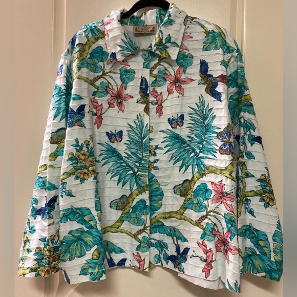 Life Style Woman | Jackets & Coats | Vintage Tropical Print Ruffledcut ...